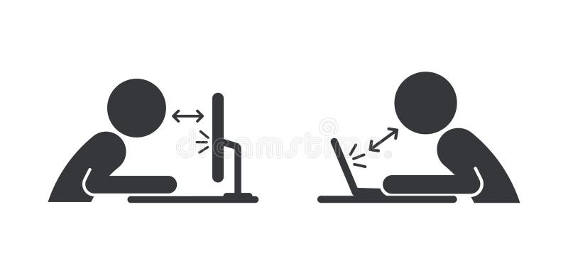 Isolated Pictogram Safe Distance from Computer Screen Stock Vector ...