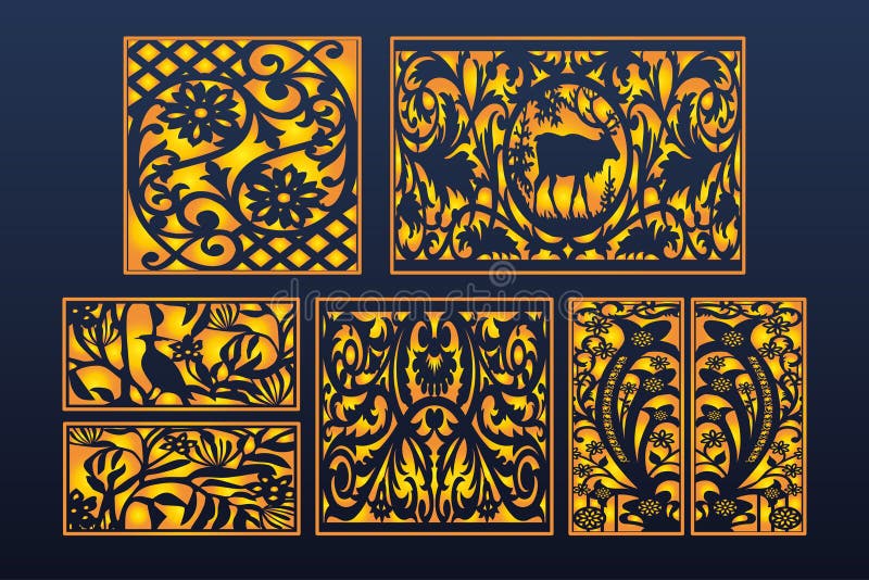 Nature Inspired and Ornate Laser Cut Bundle Panels Decorative Vector ...