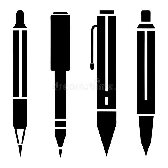Clean and Minimal Pen, Pencil, and Drawing Ink Icon Set for Educational ...