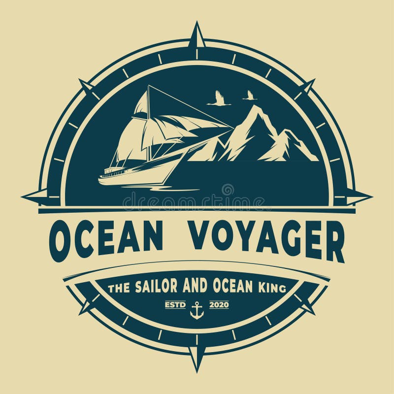 Boat Ocean Voyager Ship Silhouette Badge Seal Vector Stock ...
