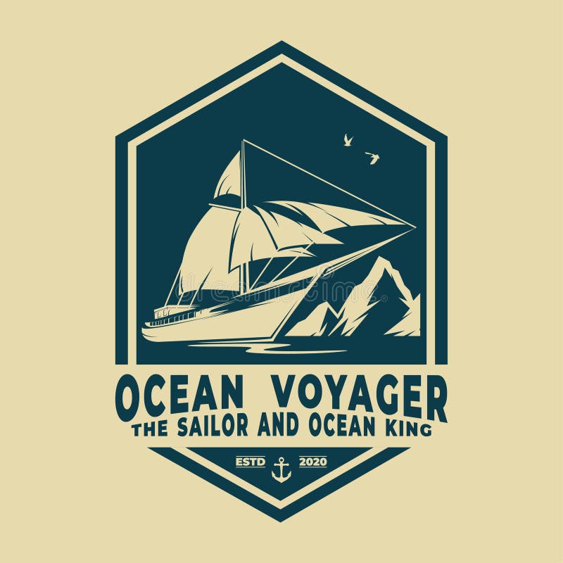 Boat Ocean Voyager Ship Silhouette Badge Seal Vector Stock ...