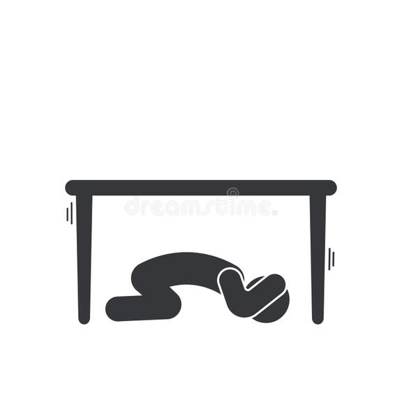 Isolated Pictogram of a Person Crouching Under a Table Stock Vector ...