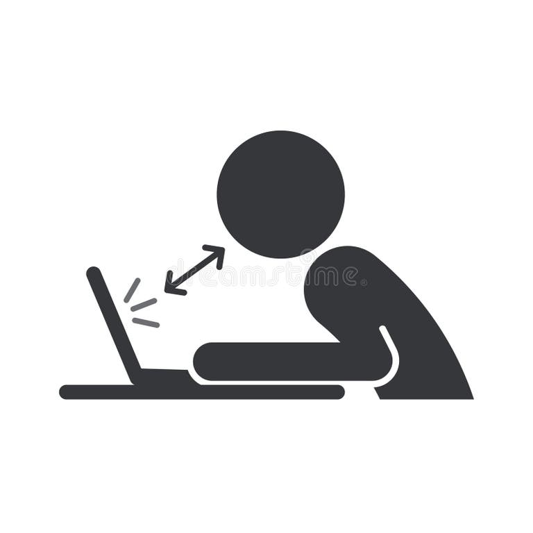 Isolated Pictogram Safe Distance from Computer Screen Stock Vector ...