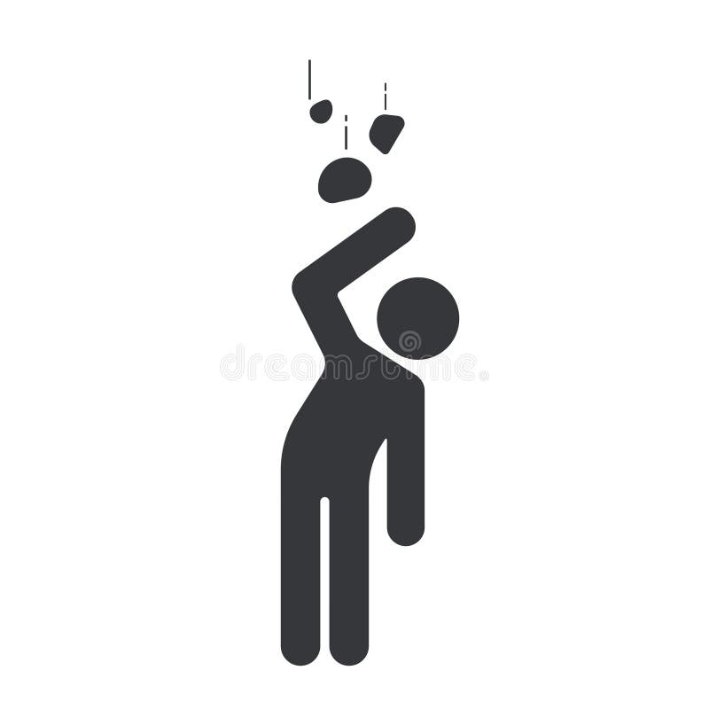 Isolated Pictogram Icon Warning of Falling Rocks Stock Vector ...