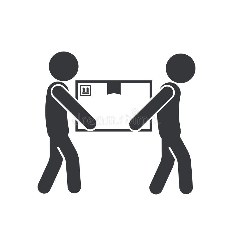 Isolated Pictogram Icon Showing Two People Lifting a Cardboard Box ...