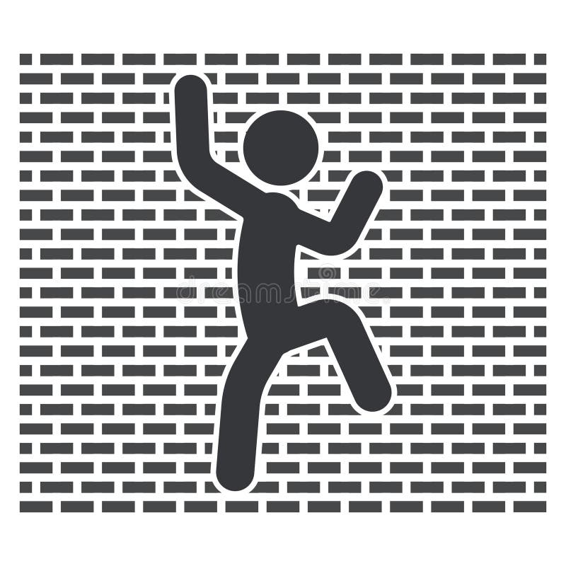 Isolated Illustration of Black Pictogram Man Climbing Fence or Brick ...