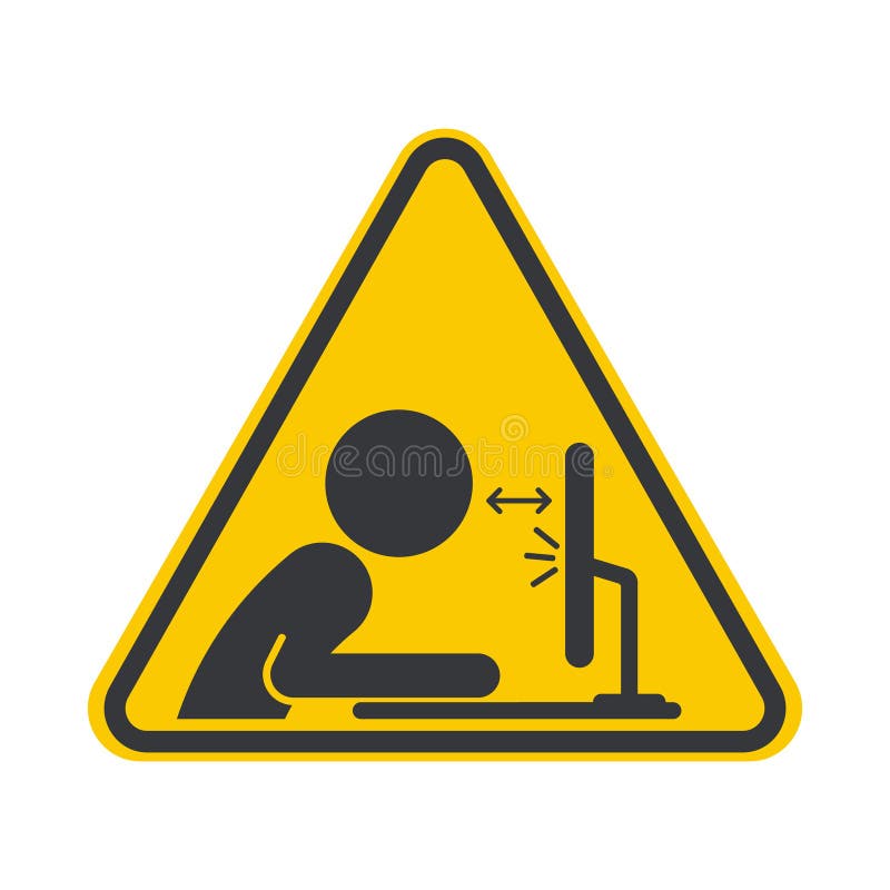 Isolated Sign Man User Computer Screen, Eye Health and Ergonomic Stock ...