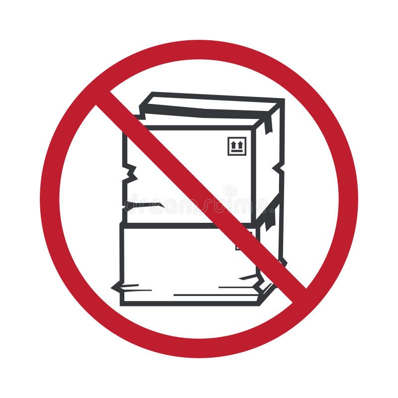 Isolated Prohibition Sign "Do Not Stack" Showing Damaged Stacked ...