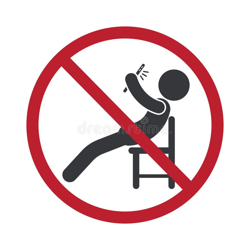 Isolated Prohibition Sign of a Relaxed Person Lounging on a Chair Using ...