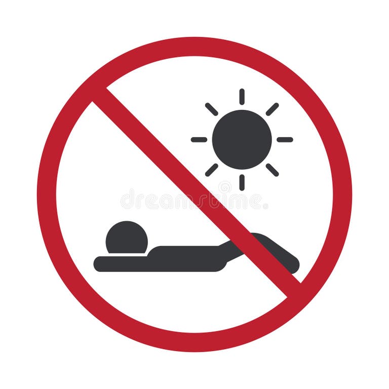Isolated Prohibition Sign Warning about Sun Heat Danger, Avoiding Beach ...