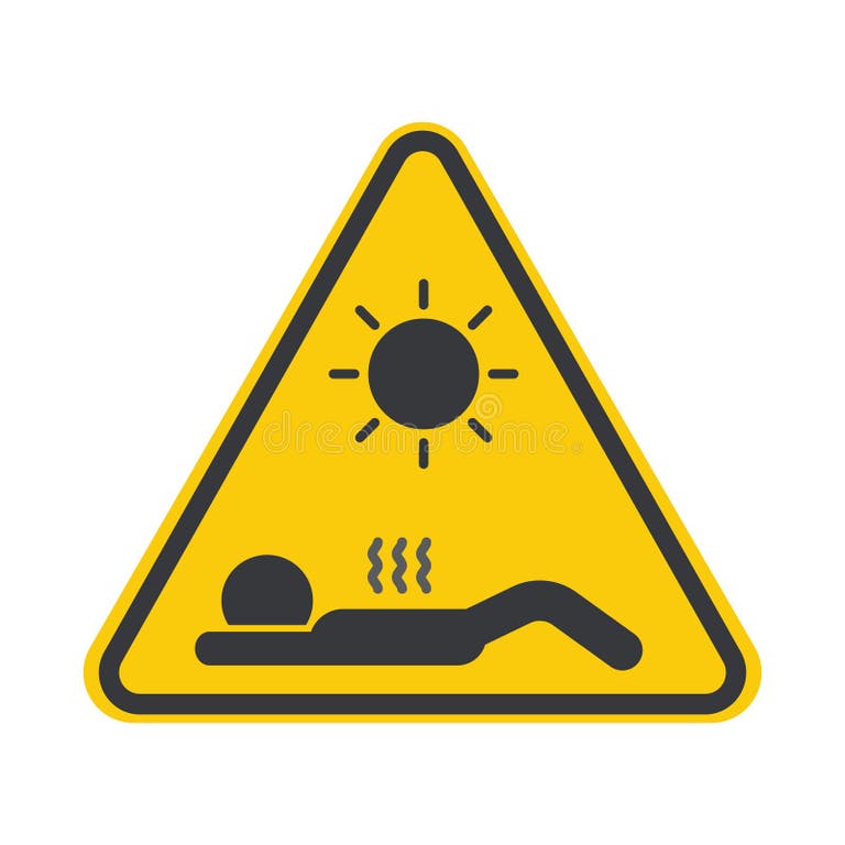 Isolated Caution Triangle Sign Warning about Sun Heat Danger Stock ...