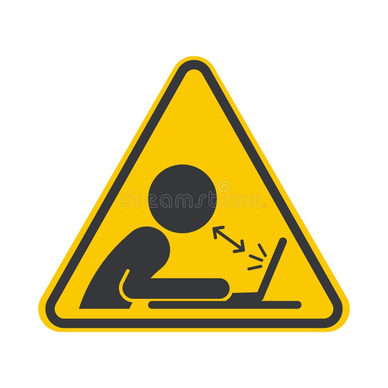 Isolated Pictogram Safe Distance from Computer Screen Stock Vector ...