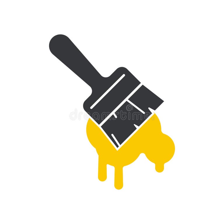 Isolated Caution Sign Warning of Wet Paint with Brush and Dripping ...