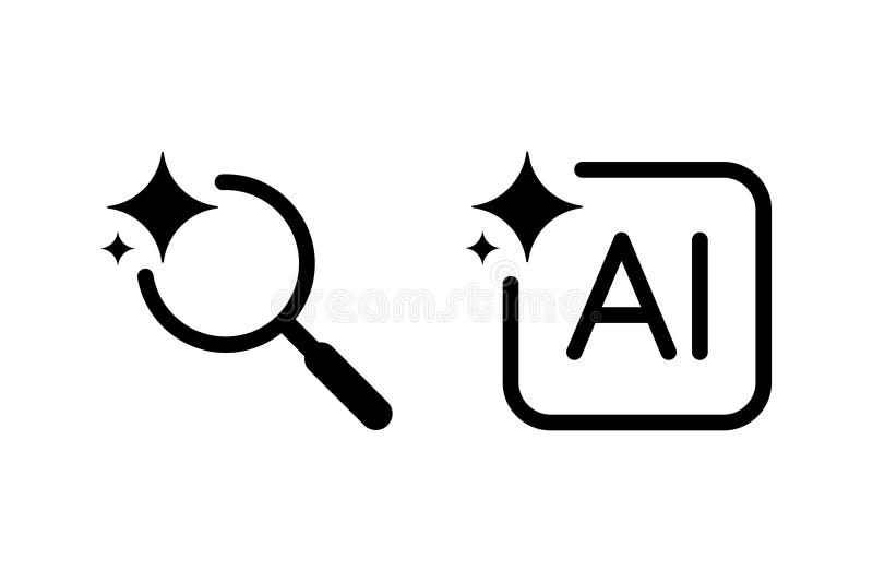 Generative AI Icon. Search Magnifying Glass Icon. Artificial ...