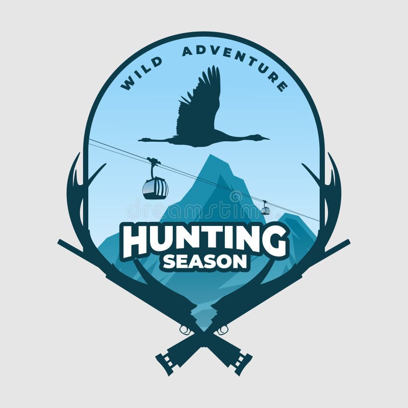 Hunting Season with Goose Bird Colorful Blue Emblem Logo Stock Vector ...