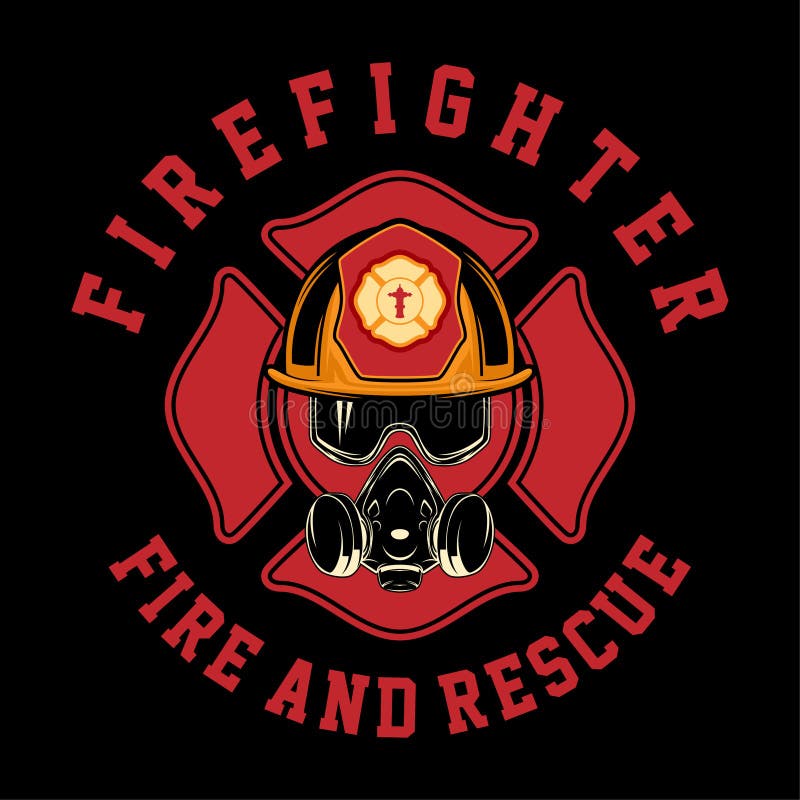 Red Firefighter Helmet Detailed Vintage Logo Emblem Insignia Vector ...