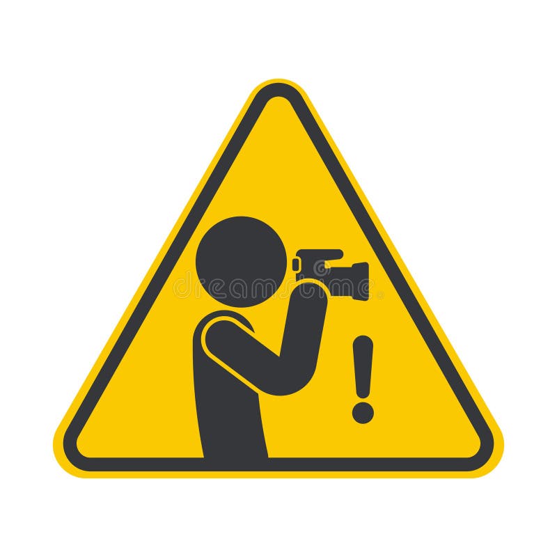Isolated Caution Sign of Professional Camera Usage Restriction without ...