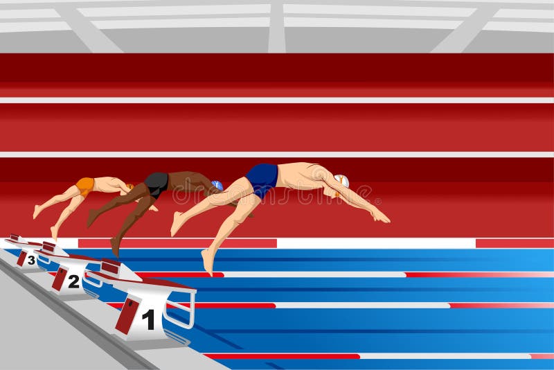 Athlete Jumping To Swimming Pool Vector for Banner Background Stock ...