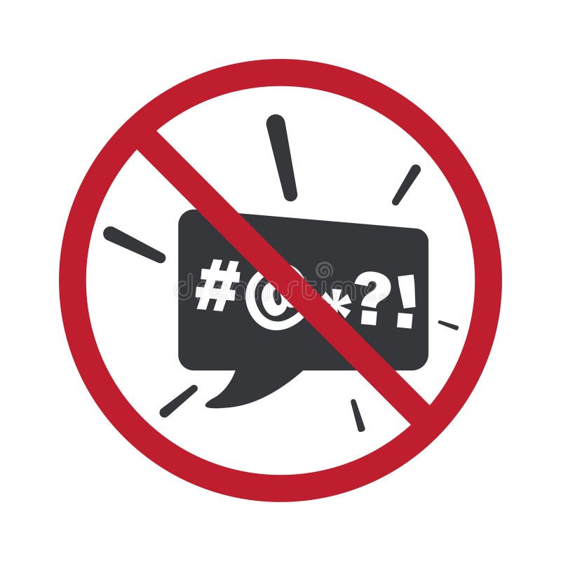 Isolated Prohibition Sign Showing Forbidden Rude Speech, Swearing, or ...