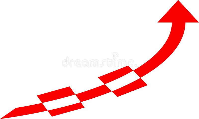 Bold Red Checkered Upward Arrow Vector for Success, Progress and Sales ...