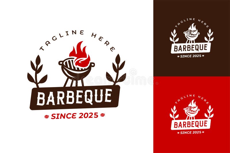 Professiona Barbecue Logo Design with Red and Black Color Scheme Stock ...