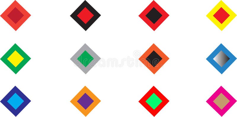 Colorful 3D Square Buttons Set in Vibrant Tones with Diamond Shapes ...