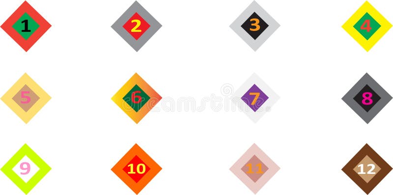 Bright Multicolored Numbered Diamond Tiles Vector Set for Infographics ...