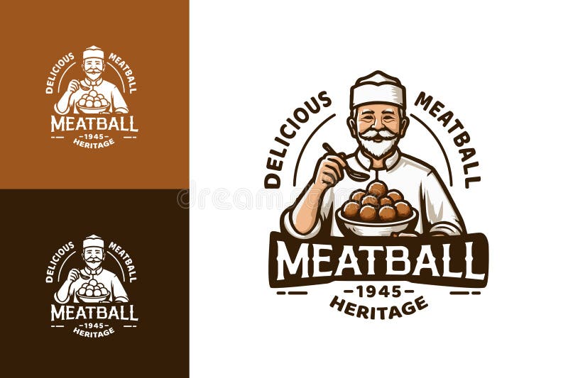 Meatball Heritage Logo Design for Meatball Restaurant Branding Stock ...