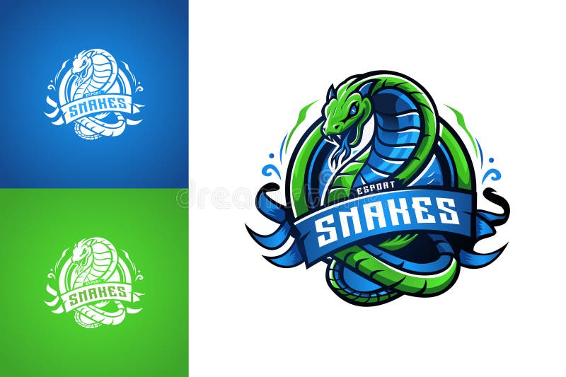 Stylish Snakes Esport Logo Design with Blue and Green for Gaming Team ...