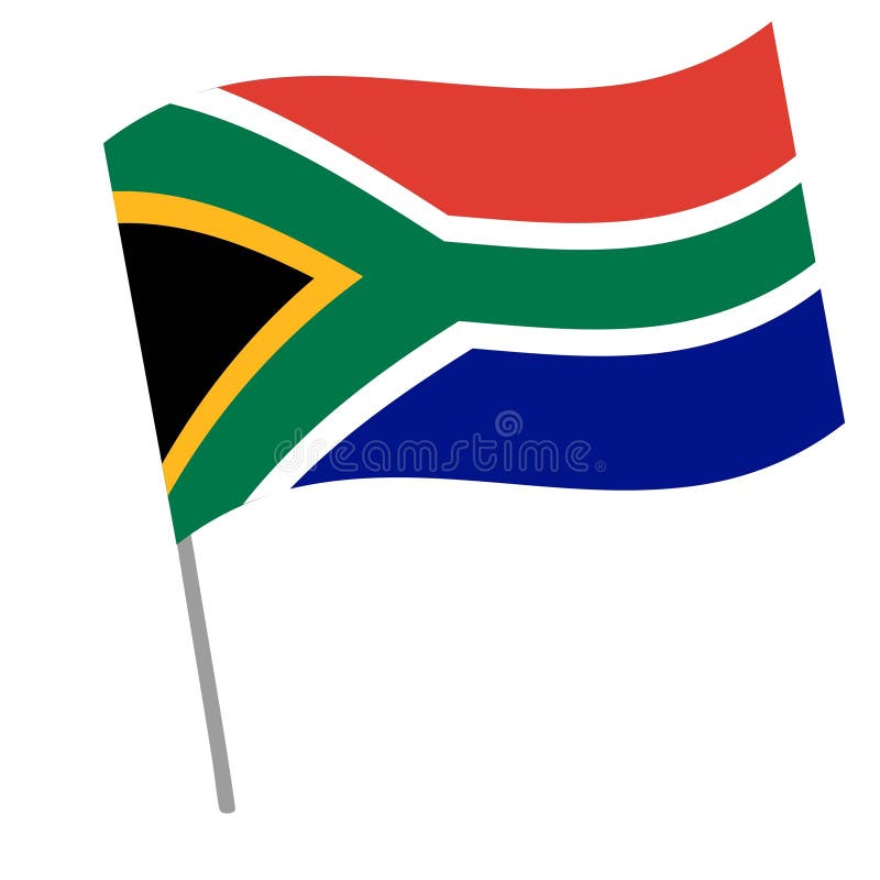 South Africa National Flag Flutters with Flagpole Stock Vector - Illustration of graphic, symbol ...
