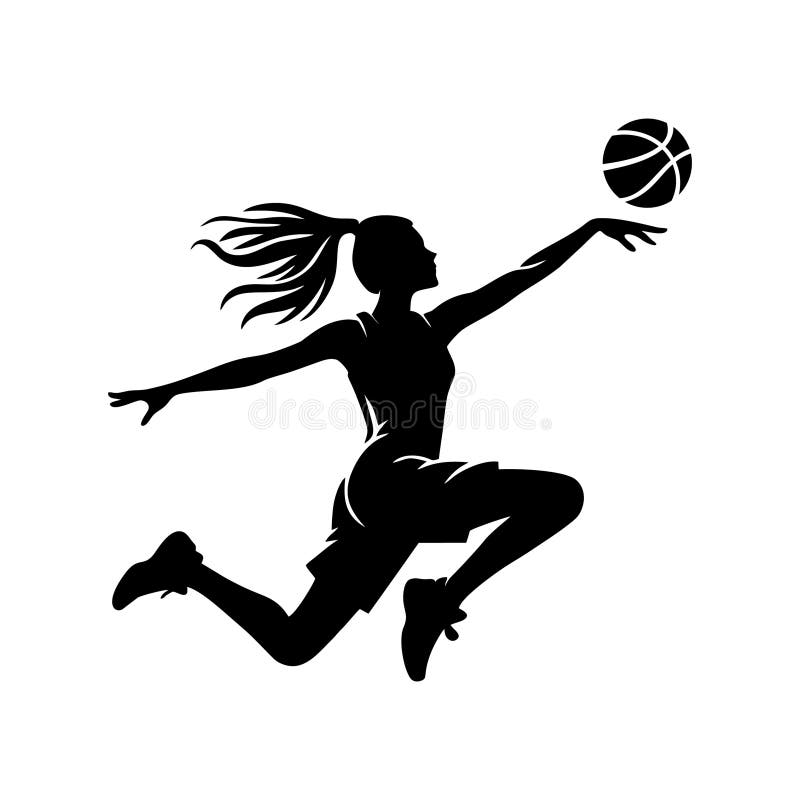 Basketball Woman Silhouette Jump Shot Vector. Stock Illustration ...