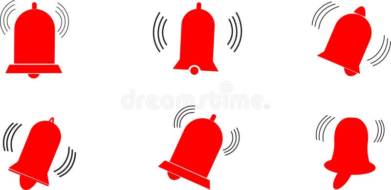 Red Bell Notification Icons with Sound Signal Waves Vector for Mobile ...