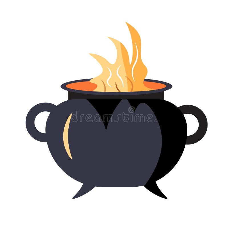 A Stylized Illustration of a Black Cauldron with Two Circular Handles ...