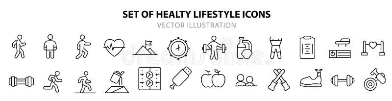 Collection of Line Icons of Sport. Icons of Active Lifestyle, Hobbies ...