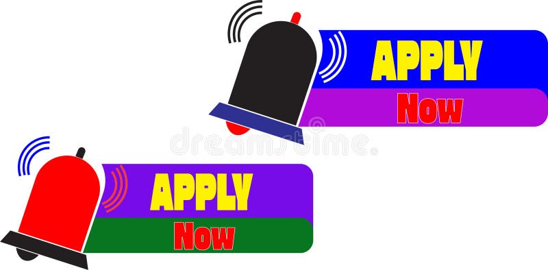 Red and Blue Apply Now Vector Buttons with Bell Alert Icons for Website ...