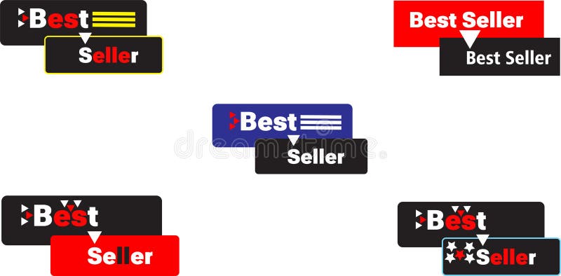 Modern Best Seller Label Set Vector with Black Red White Badges for ...
