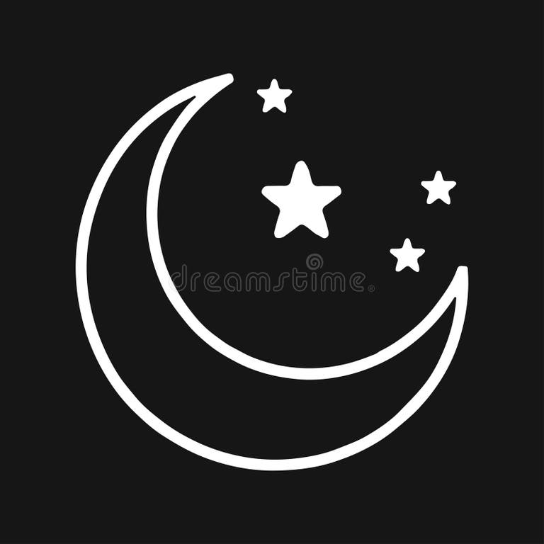 Whimsical Moon and Stars Line Art Vector Illustration. Stock ...