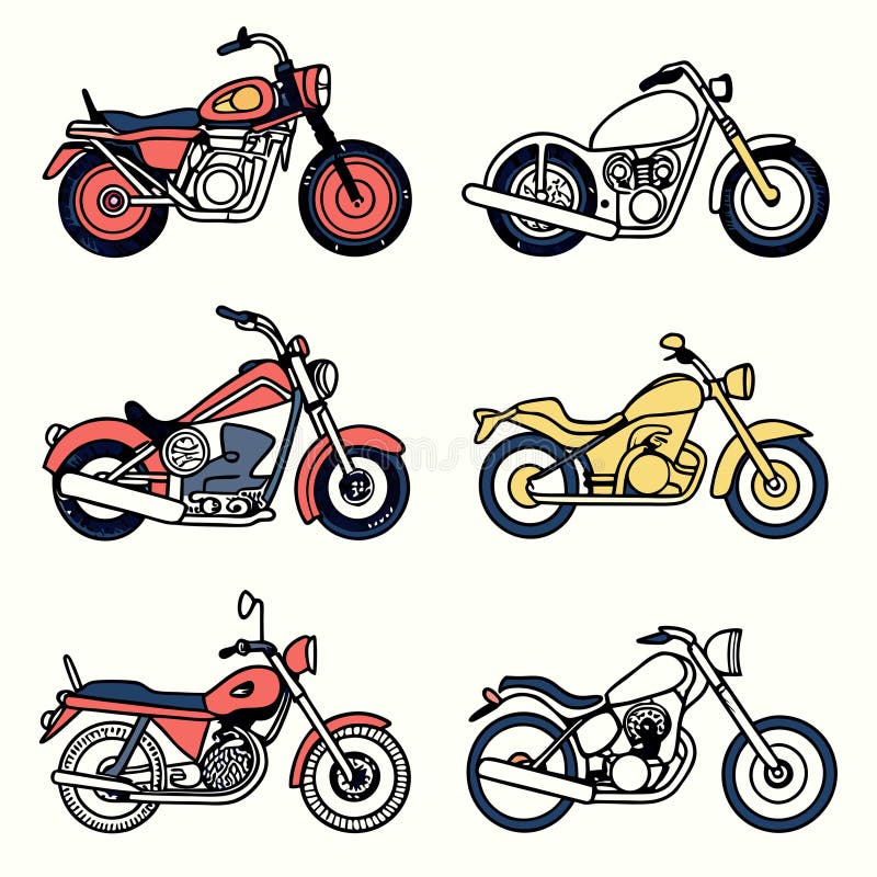 Motorcycle Icon Set Illustration Vector Stock Illustration ...