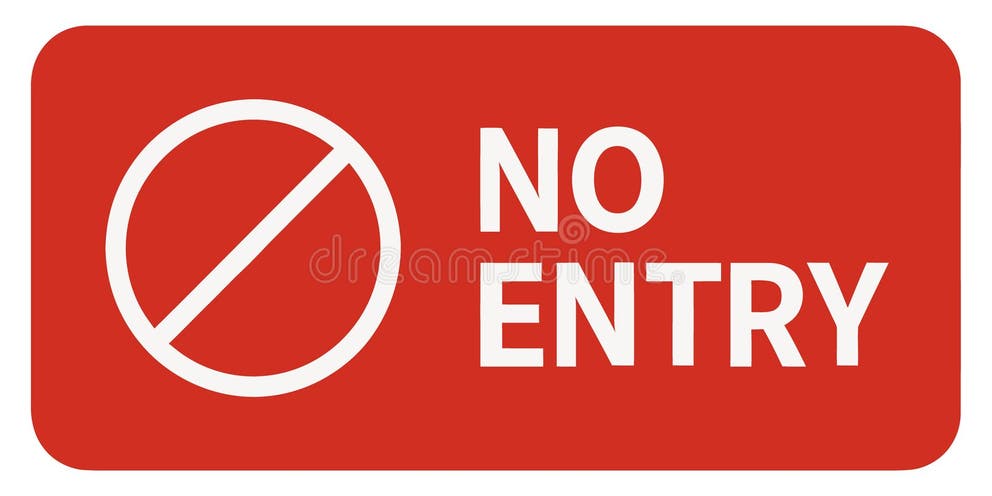 No Entry Warning Sign – Red Rectangle with Slash Symbol and White Bold ...