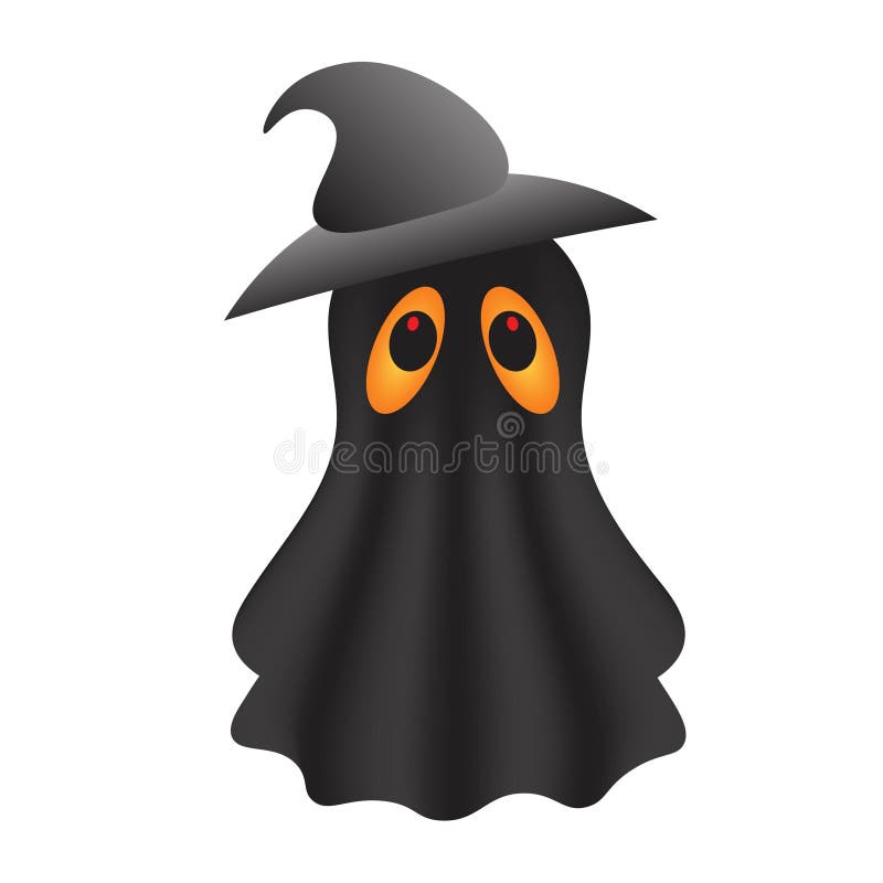 A Cartoon Ghost with a Black, Flowing Silhouette and a Pointed Witch S ...