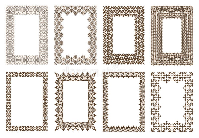 Traditional Motif of Aceh Batik Pattern Frame Set Stock Vector ...