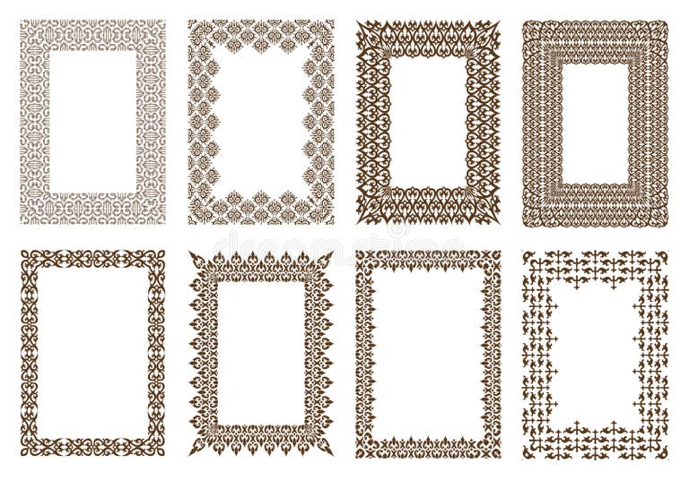 Traditional Motif of Aceh Batik Pattern Frame Set Stock Vector ...