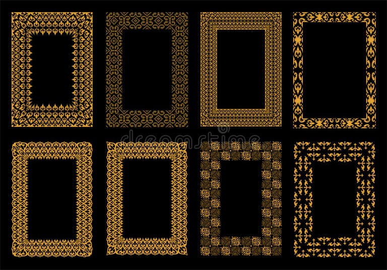 Traditional Motif of Aceh Pattern Frame Set Stock Illustration ...