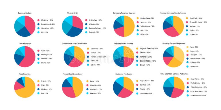 Professional Business Pie Chart Vector Infographic Pack Stock Vector ...