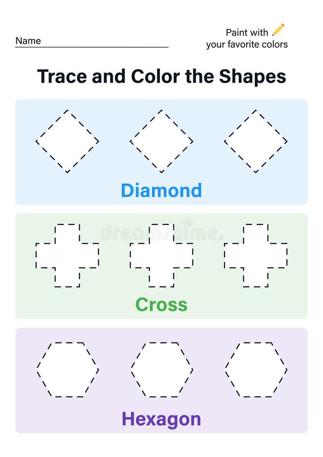 Tracing Worksheet Geometric Shape Preschool Activity Stock Illustration ...