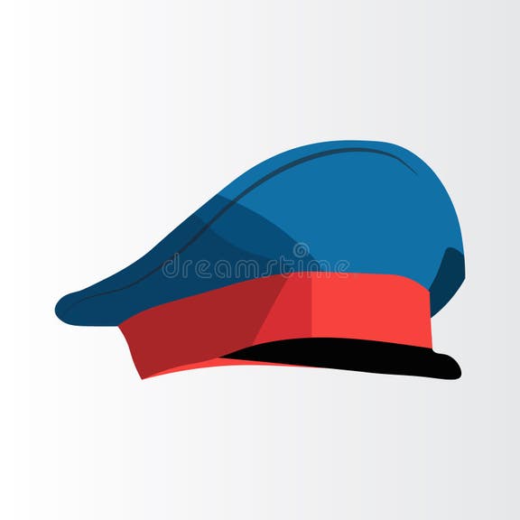 Blue Military Cap with Red Band – Flat Officer Hat Design for Uniforms ...