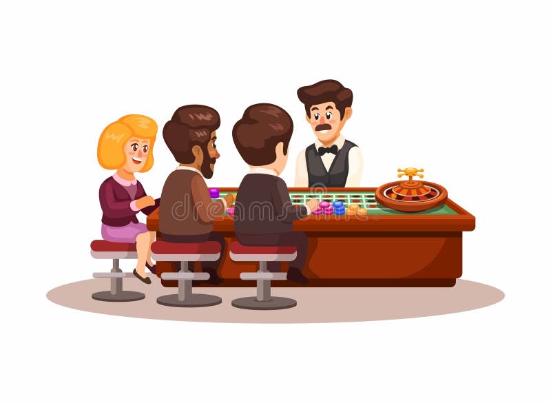People Playing Casino Roulette Cartoon Illustration Vector Stock Vector ...