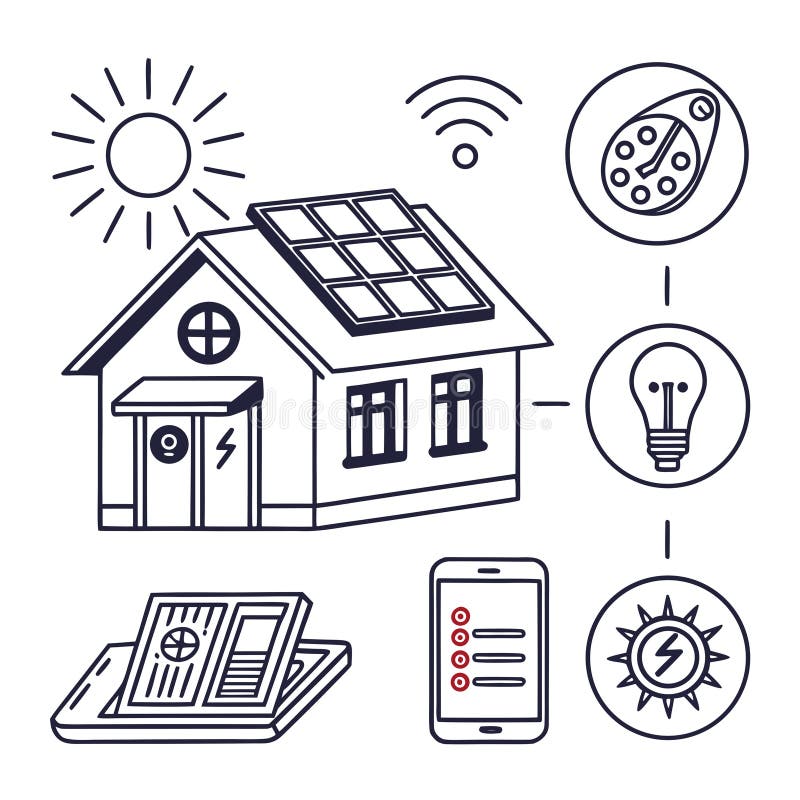 Smart Home Energy Icon,Icons Illustrating Renewable Energy and Smart ...