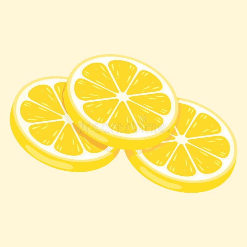 Three Lemon Slices, Cut into Circles, are Stacked on a Light Yellow ...