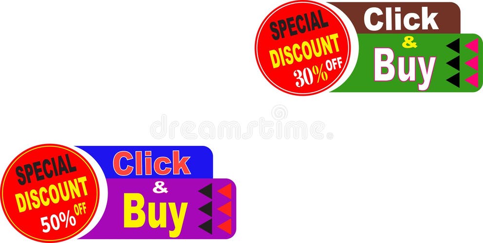 Click and Buy Discount Label Vector with 50 Percent Off Flash Sale Icon ...
